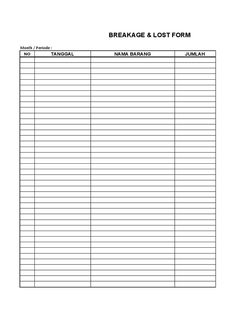 Master Form Breakage & Lost | PDF