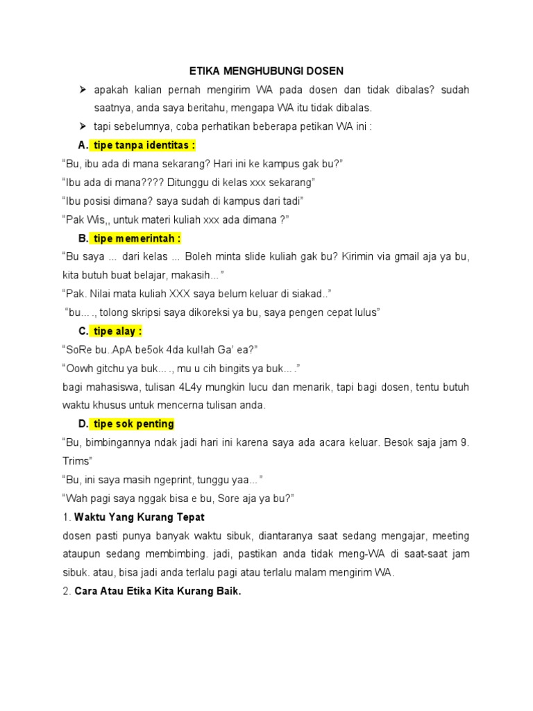 ETIKA MENGHUBUNGI DOSEN | PDF