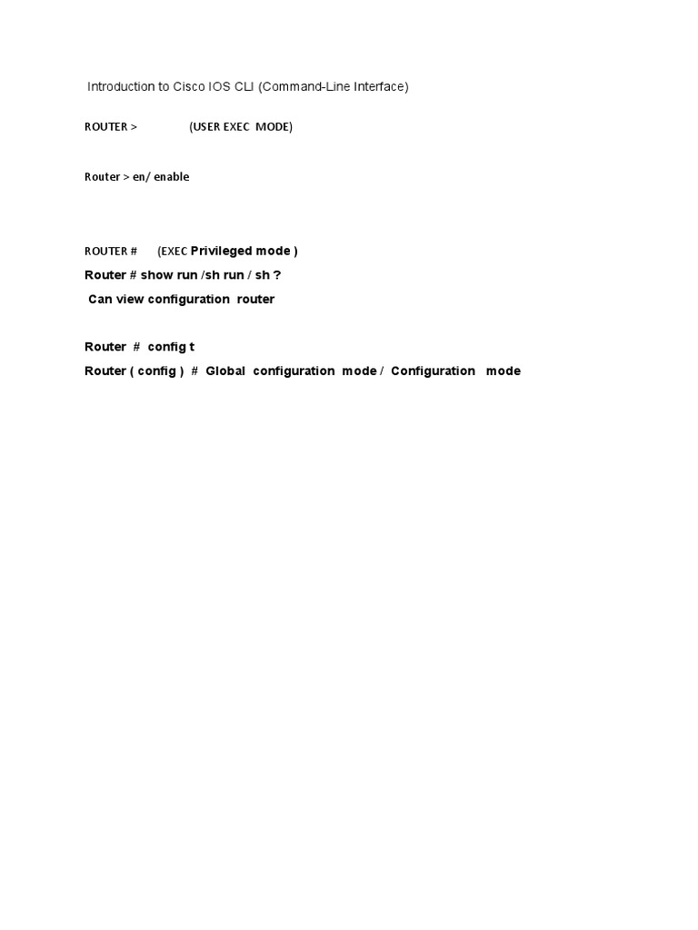Introduction To Cisco Ios Cli Command Line Interface Router User
