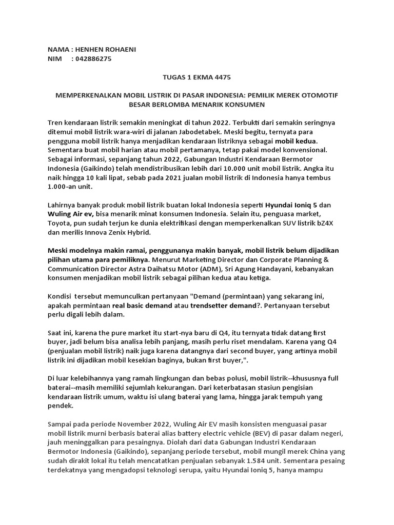 Tugas 1 Ekma 4475 - Henhen R - 042886275 | PDF