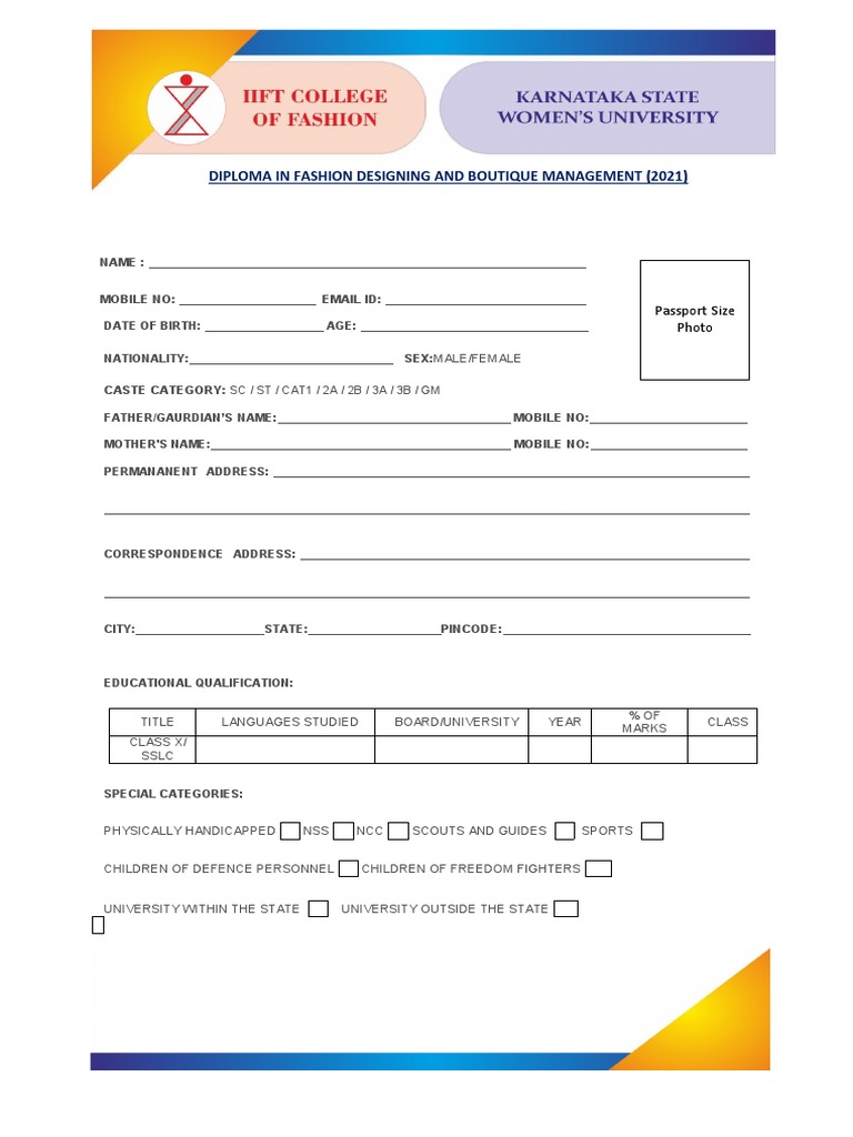 Diploma Application Form: Fashion Design | PDF | Diploma
