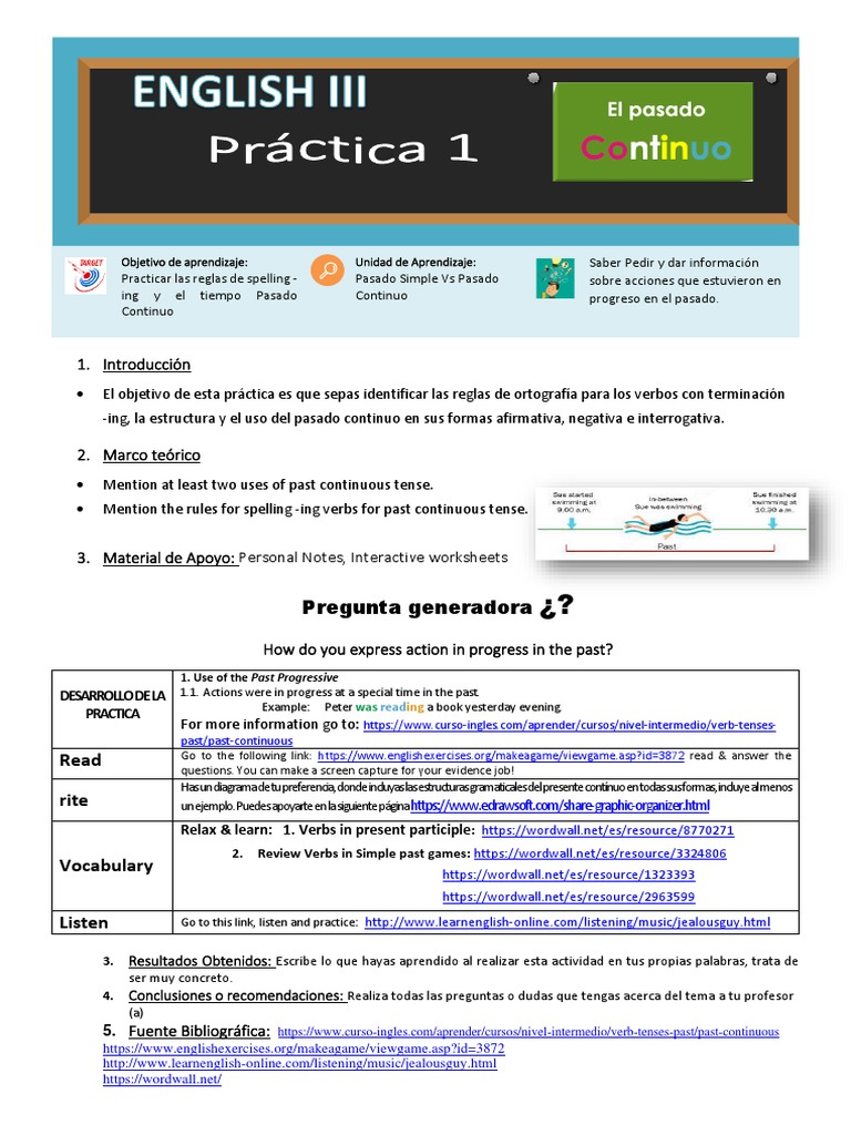 Practica1 Past Continuous Edited | PDF