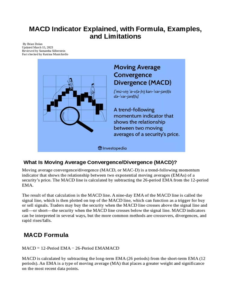 MACD Indicator Explained, With Formula, Examples, and Limitations | PDF | Analysis | Valuation ...