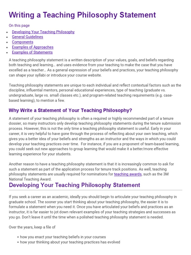Writing A Teaching Philosophy Statement | Download Free PDF | Learning | Psychological Concepts