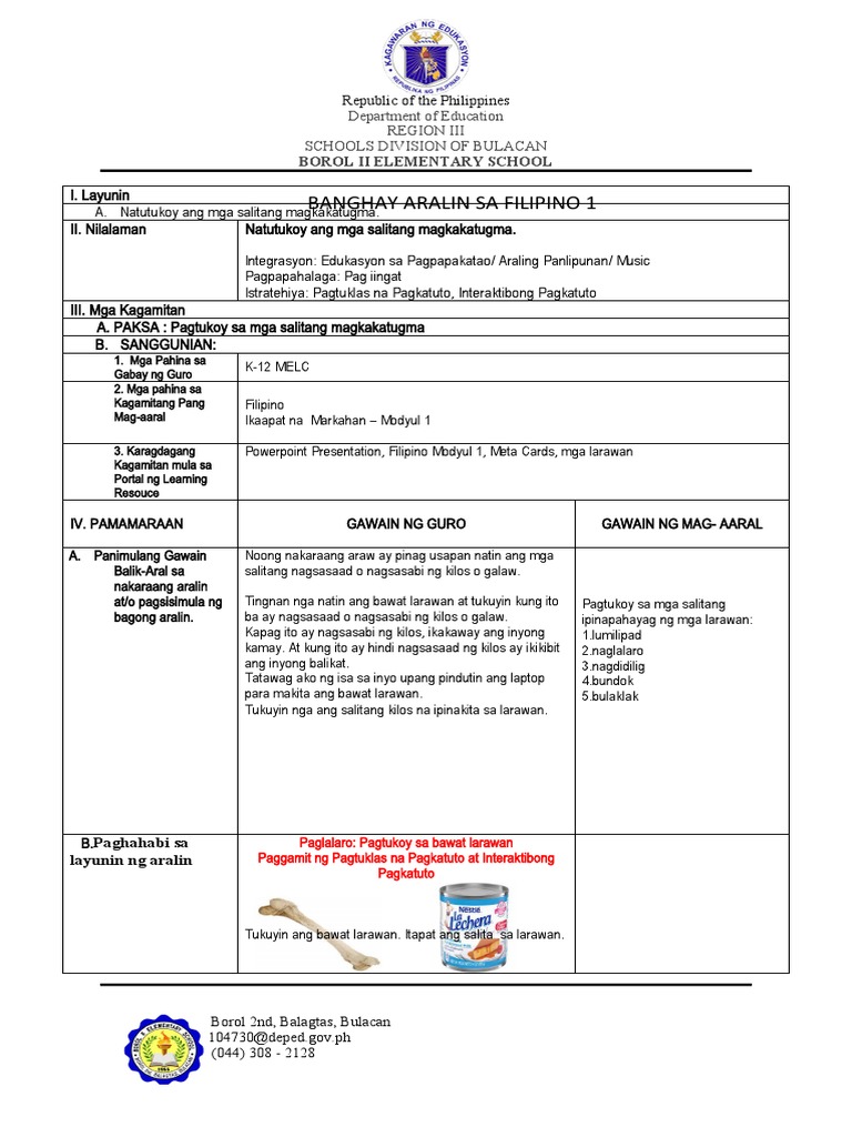 DLP FILIPINO 1 Final Edit | PDF