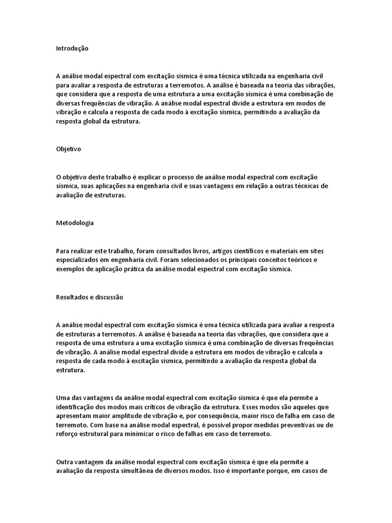 Análise Modal Espectral em Estruturas Sismicas | PDF | Ciências e Matemática | Computadores