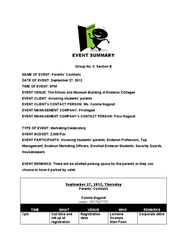 Event Summary Form A | PDF