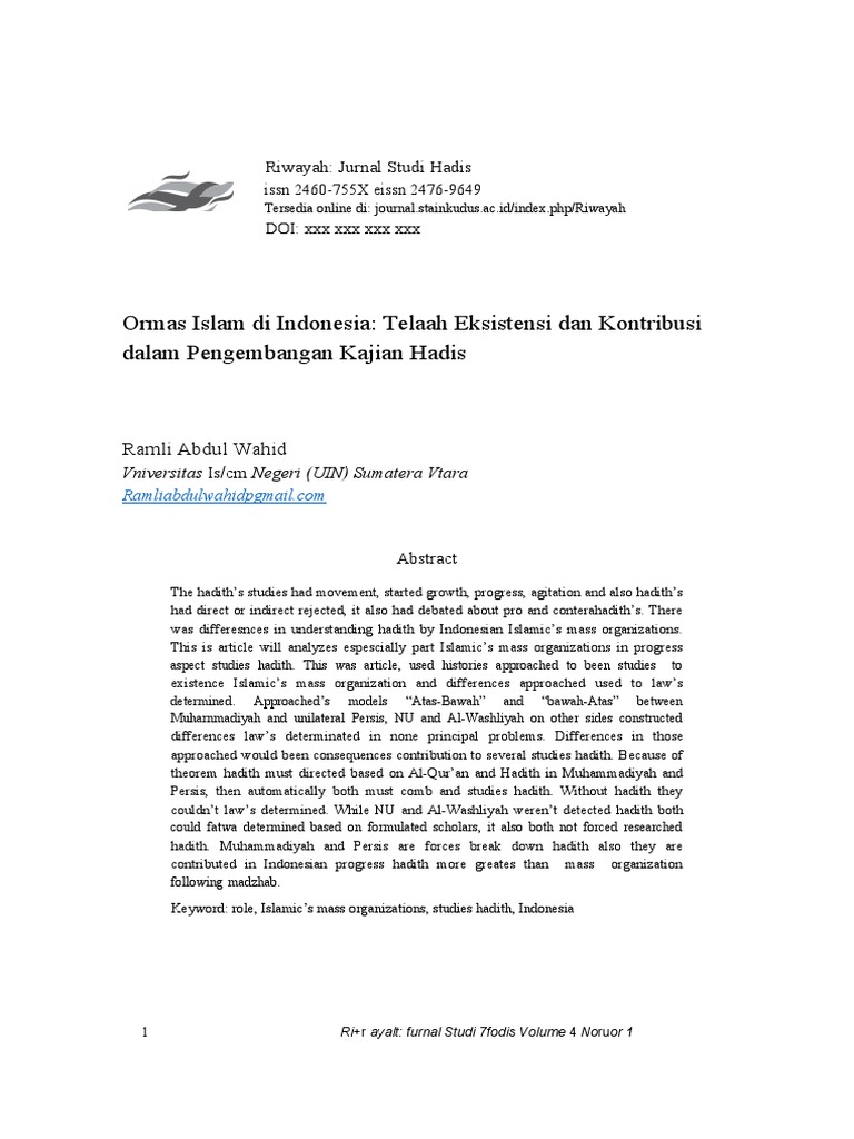 Peranan Ormas Islam Dalam Pengembangan K Cdb55dad | Download Free PDF | Hadith | Semitic Words ...