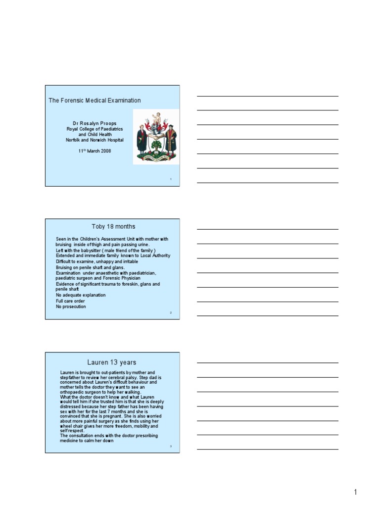 The Forensic Medical Examination, DR Rosalyn Proops | PDF | Consent ...