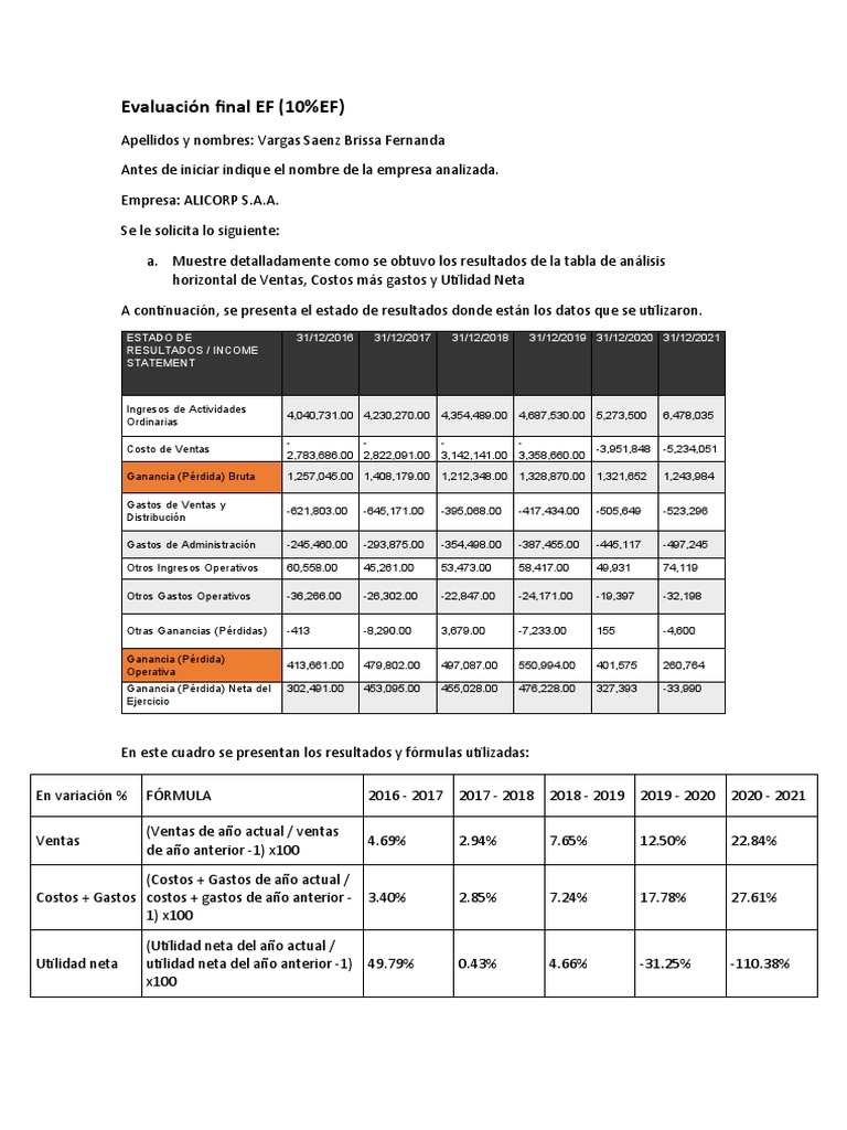 Examen Final - Gestión Contable | PDF | Estado de resultados | Jerga corporativa