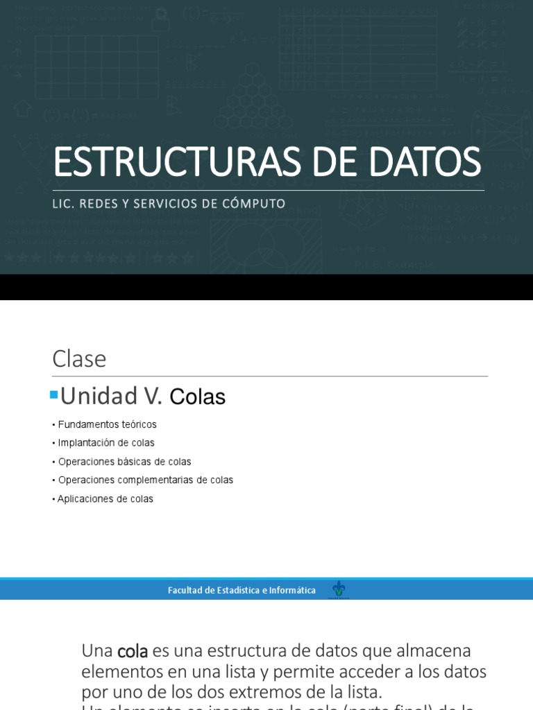 C6 Estructura de Datos Diapositivas Colas | PDF | Cola (tipo de datos ...