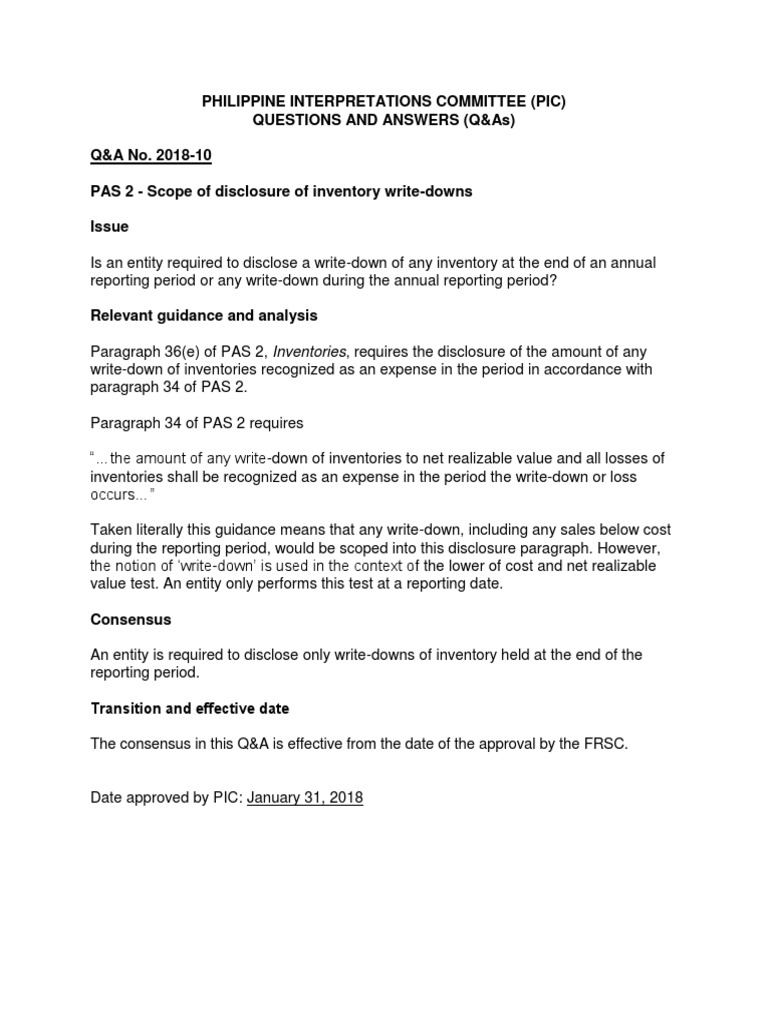 FAR.3402 2018-10 PAS 2 - Scope of Disclosure of Inventory Write-Downs | PDF