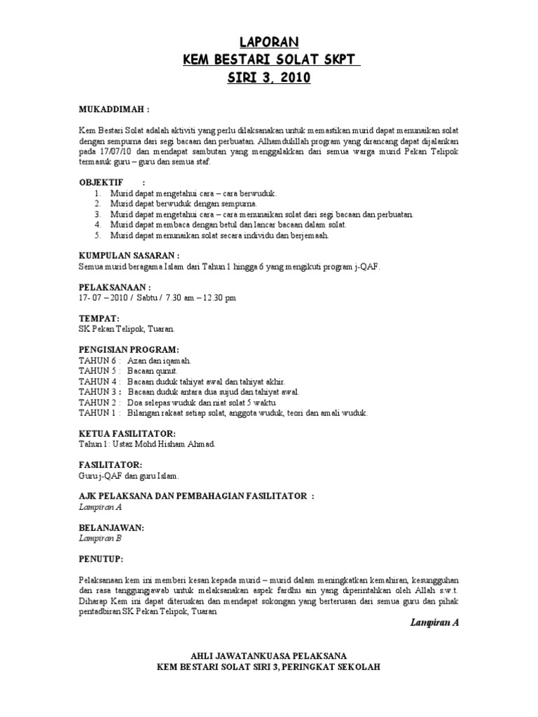 LAPORAN (Kem Bestari Solat) KBS | PDF