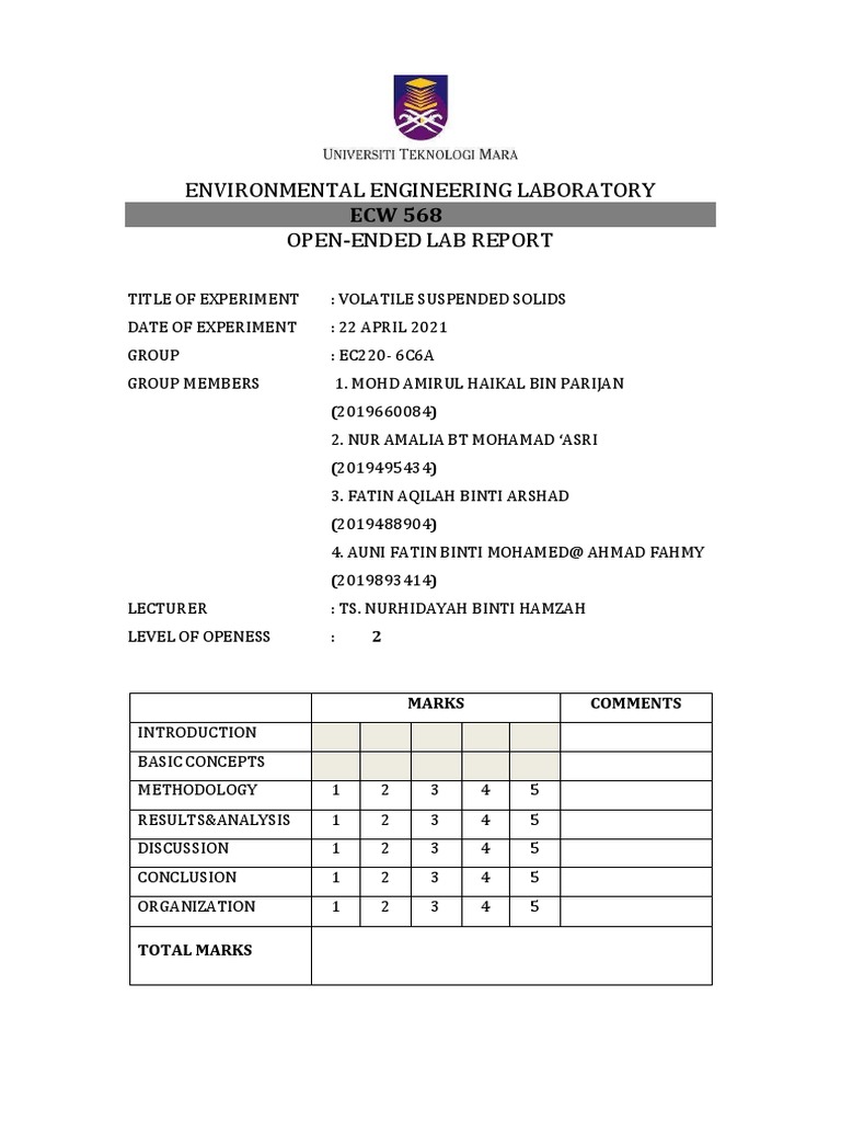 Lab Report VSS | PDF | Sewage Treatment | Water