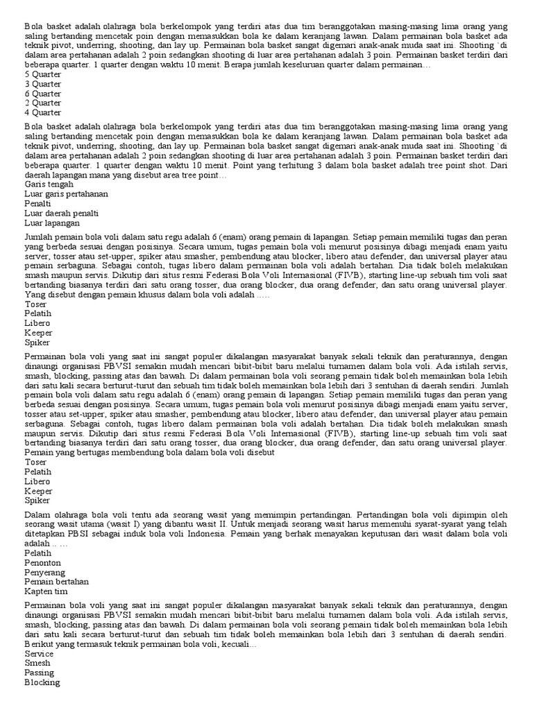 Import Soal Pjok X | PDF