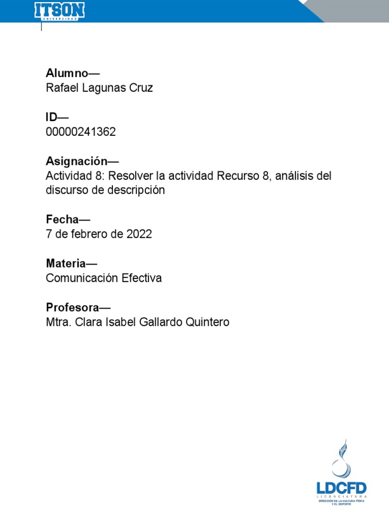 Análisis de un Discurso Descriptivo | PDF