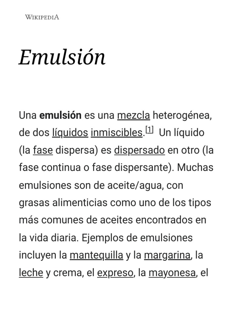 Emulsión | PDF | Emulsión | Química