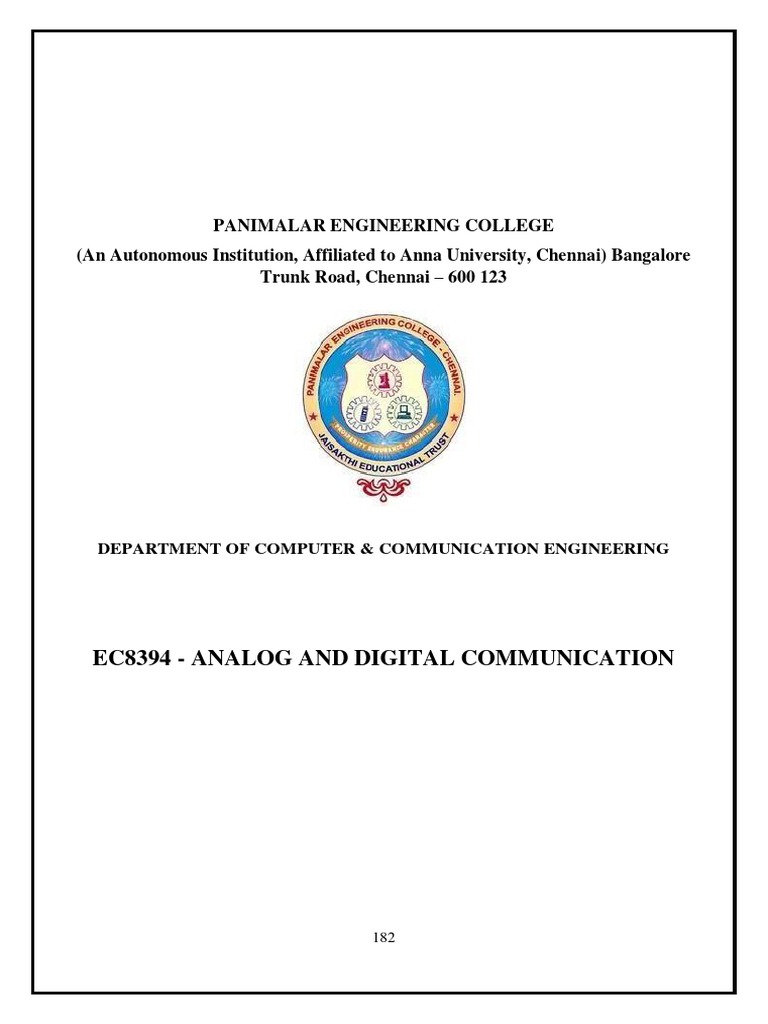 Ec8394 Analog and Digital Communication | PDF
