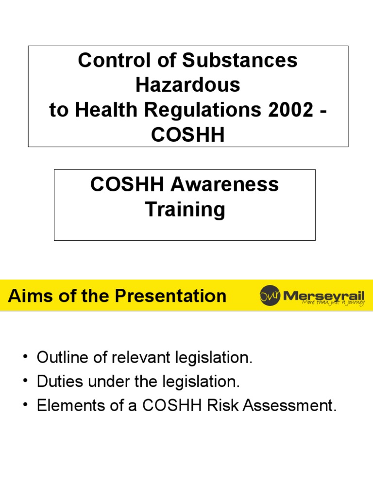COSHH Regulations Awareness Training | PDF | Self-Improvement | Science ...