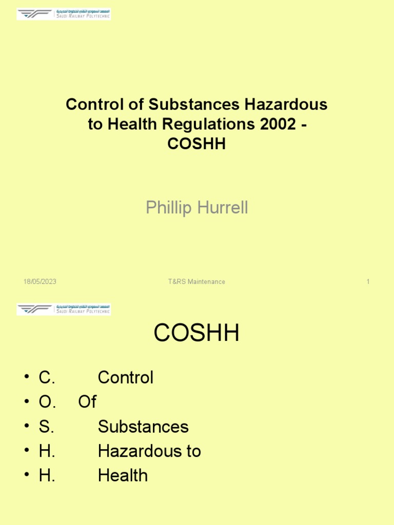 COSHH Presentation 1 | PDF | Occupational Safety And Health | Working ...