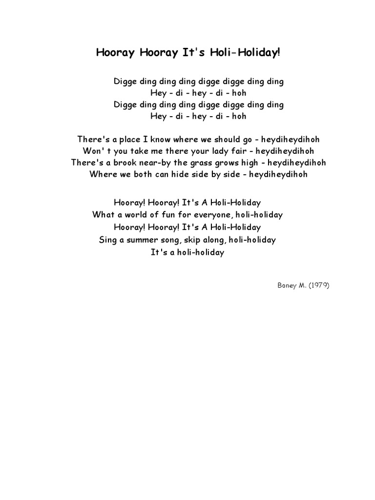 Hooray Hooray It's Holi-Holiday! | PDF