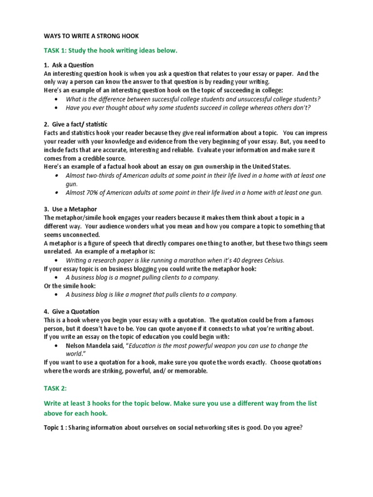 Extra Material 2 - Hook | PDF | Metaphor | Essays