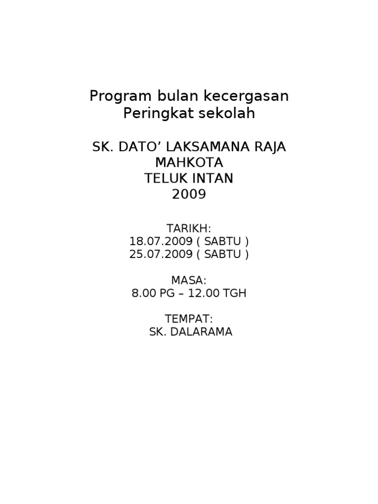 Program Bulan Kecergasan SKKJ | PDF
