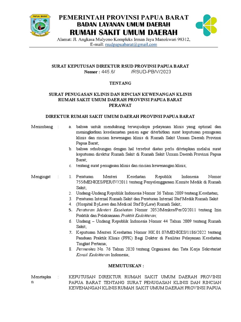 Format SPK RKK Perawat | PDF