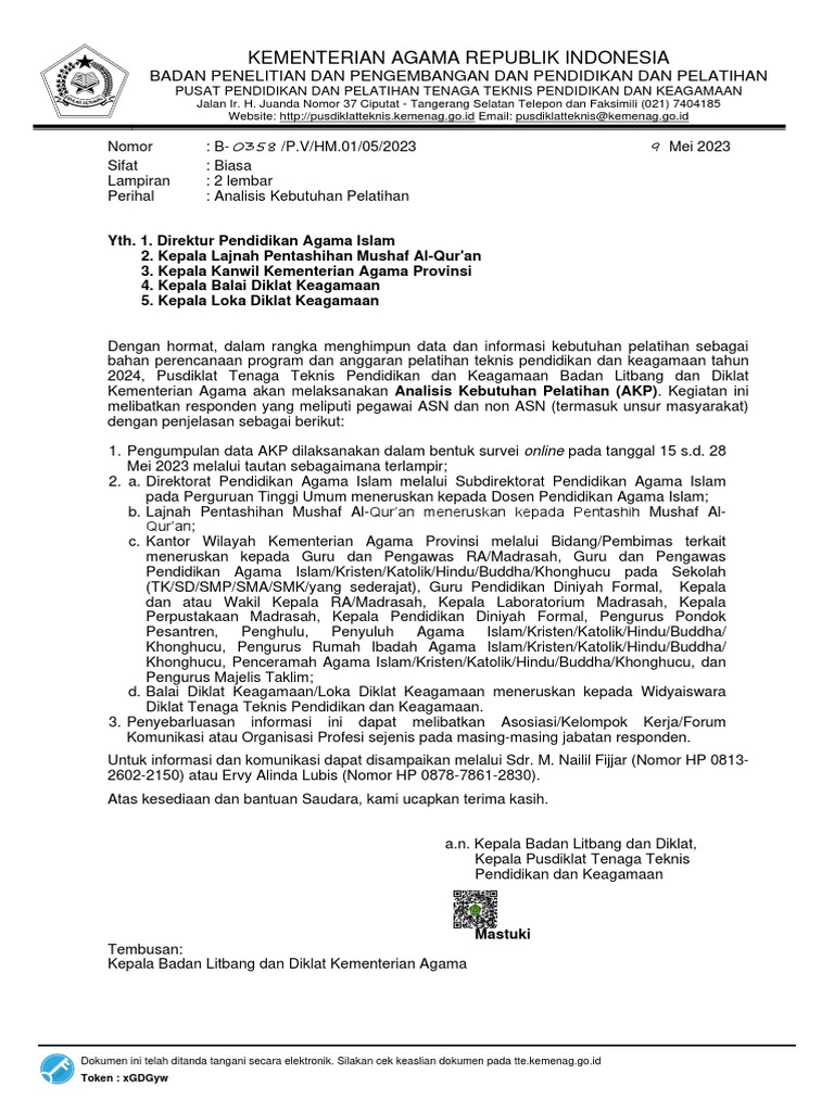 Surat - Pengumpulan Data AKP - 2023 Rev-1 | PDF