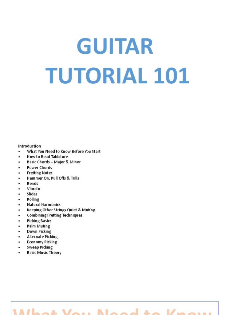 Guitar Tutorial: Basics and Techniques | PDF