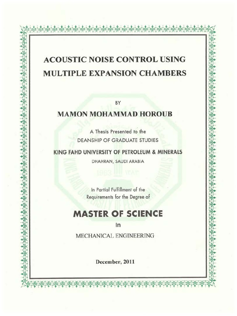 Acoustic Noise Control Using Multiple Expansion Chambers | PDF