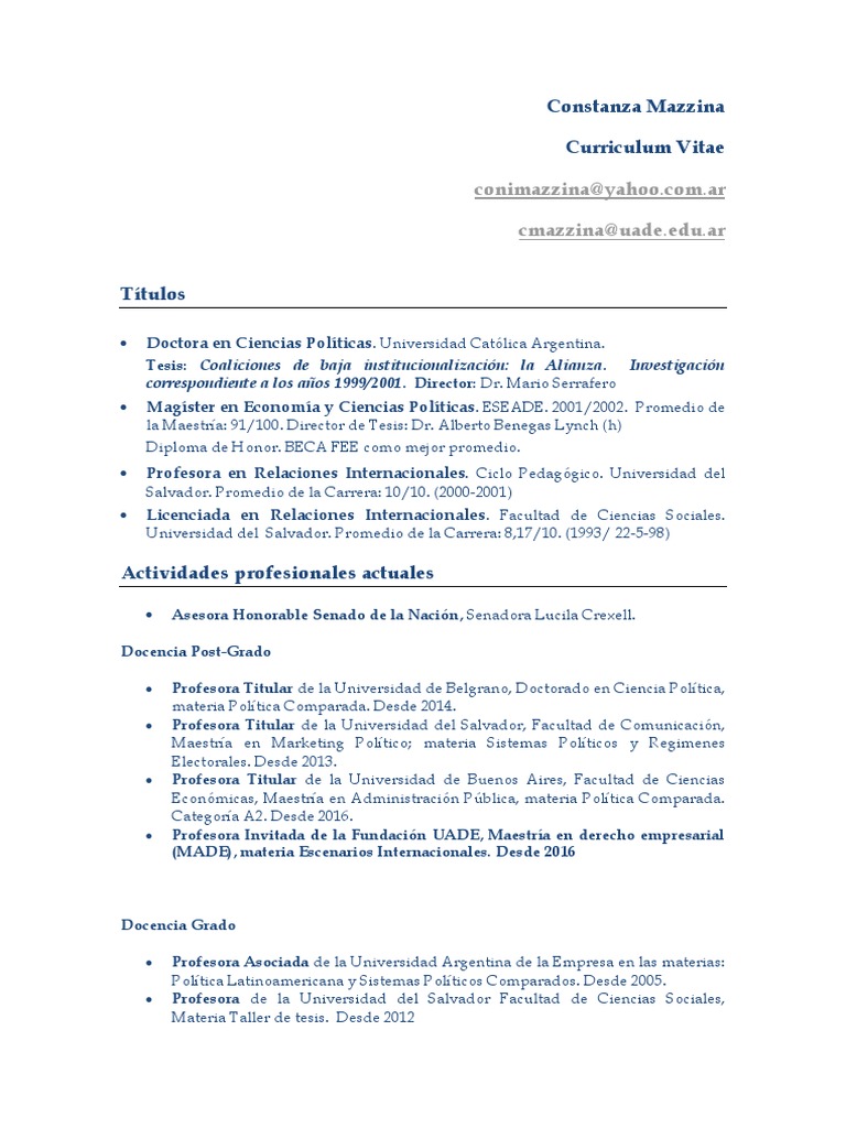 Constanza Mazzina CV - 87415 | PDF