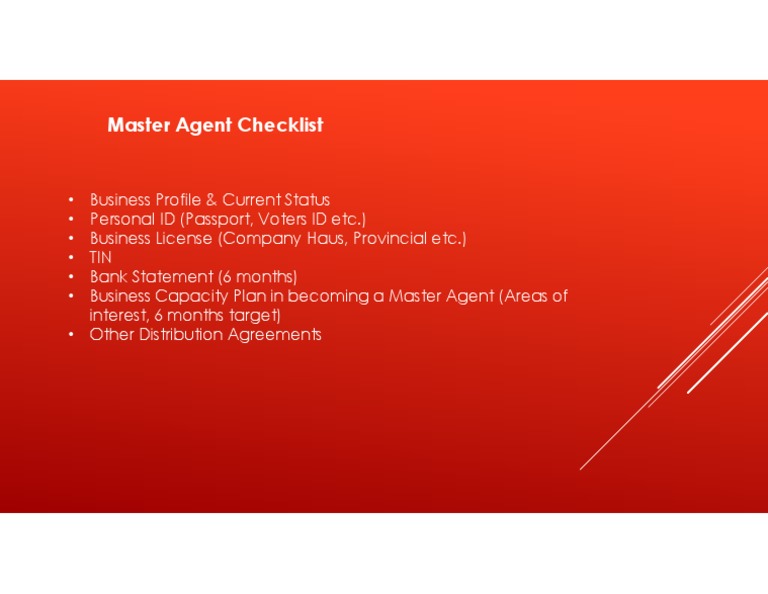 Master Agent Requirements | PDF