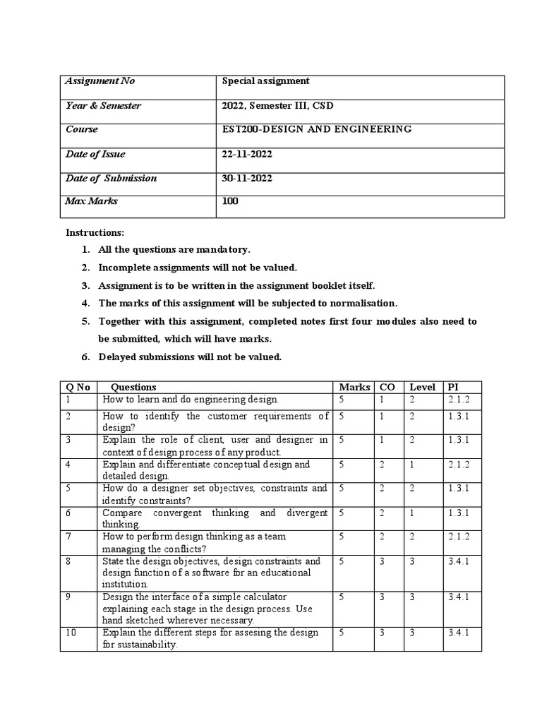 EST200 Special Assignment | PDF | Design | Computing