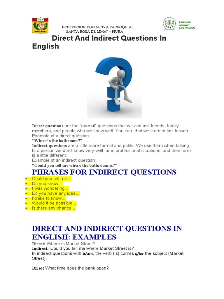Direct and Indirect Questions | PDF