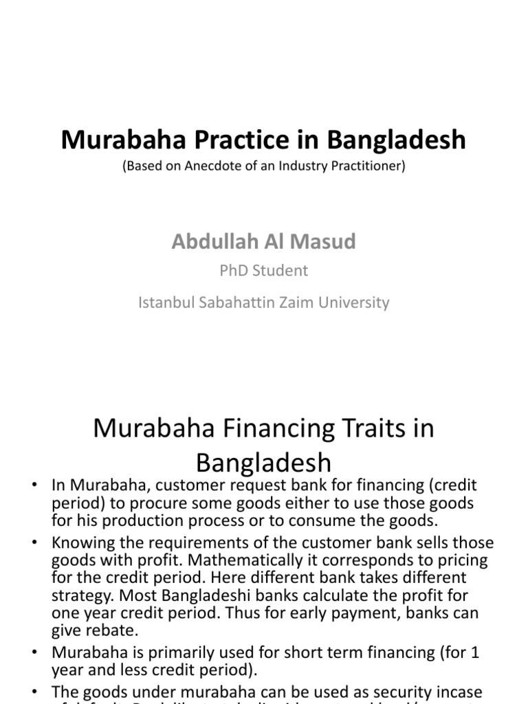 Murabaha Practice in Bangladesh-Abdullah | PDF