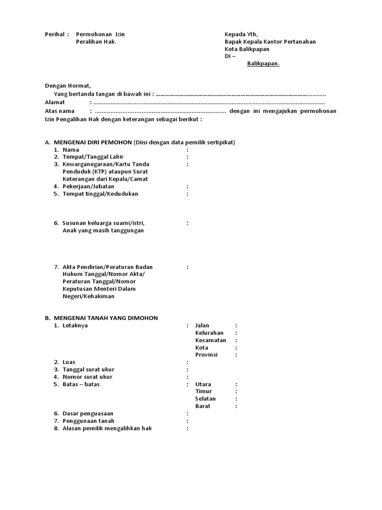 Syarat IPH - Izin Peralihan Hak | PDF
