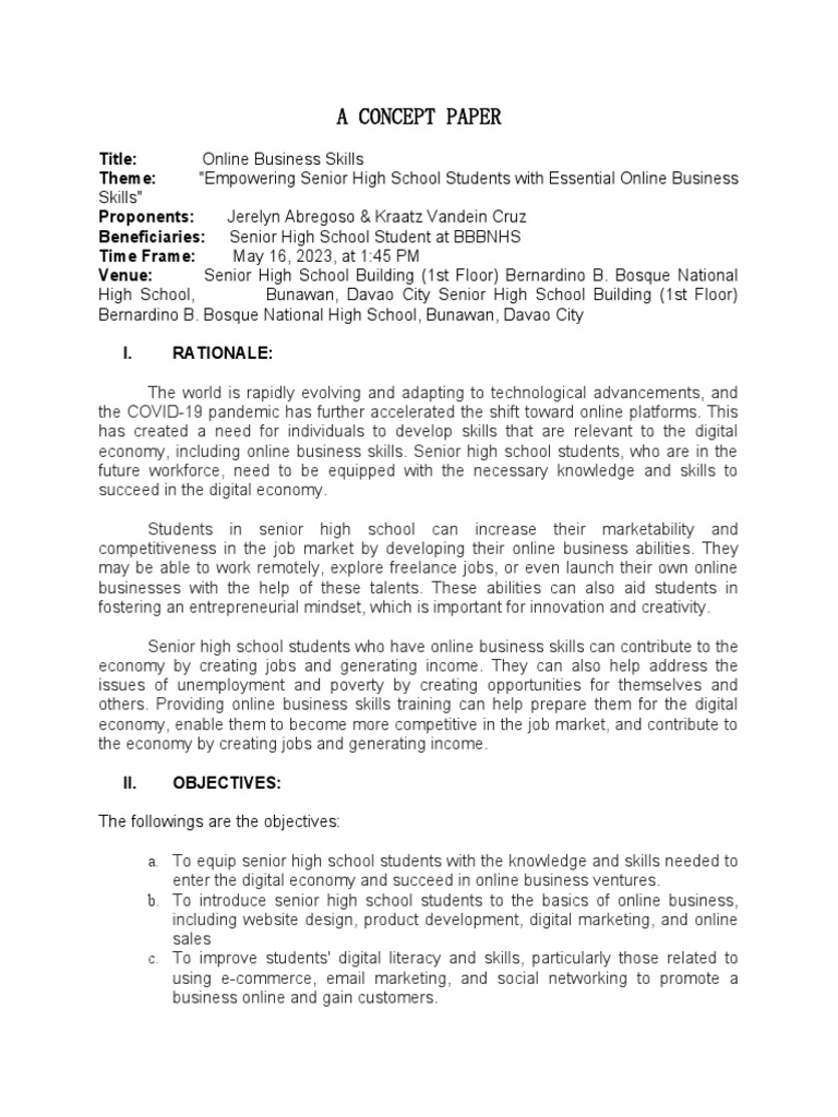 A Concept Paper | PDF