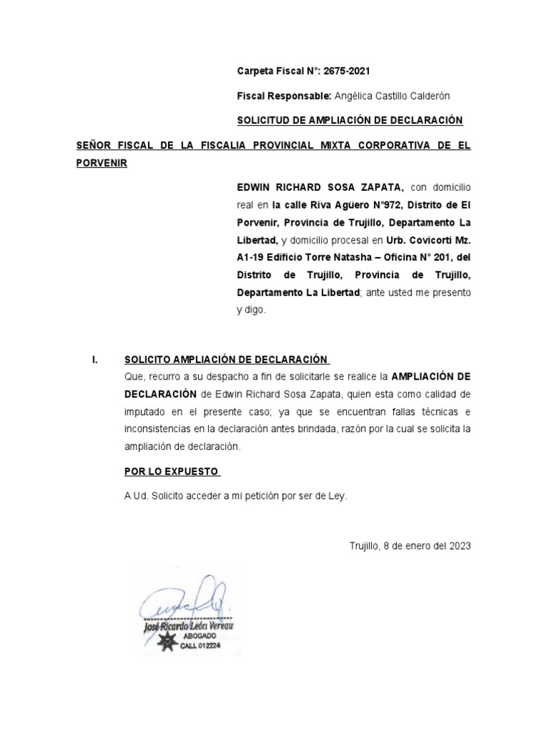 Solicito Ampliación Declaración | PDF