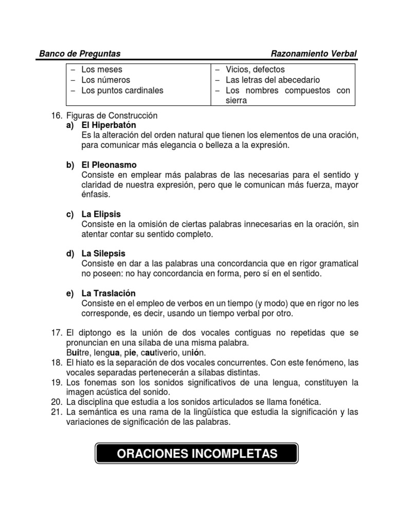 4 - Oraciones Incompletas | PDF