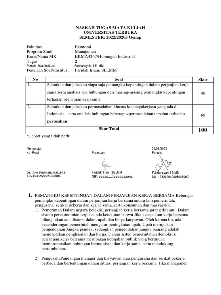 Tugas 2 Hubungan Industrial (Rian Hidayatullah) | PDF | Karier & Perkembangan | Bisnis
