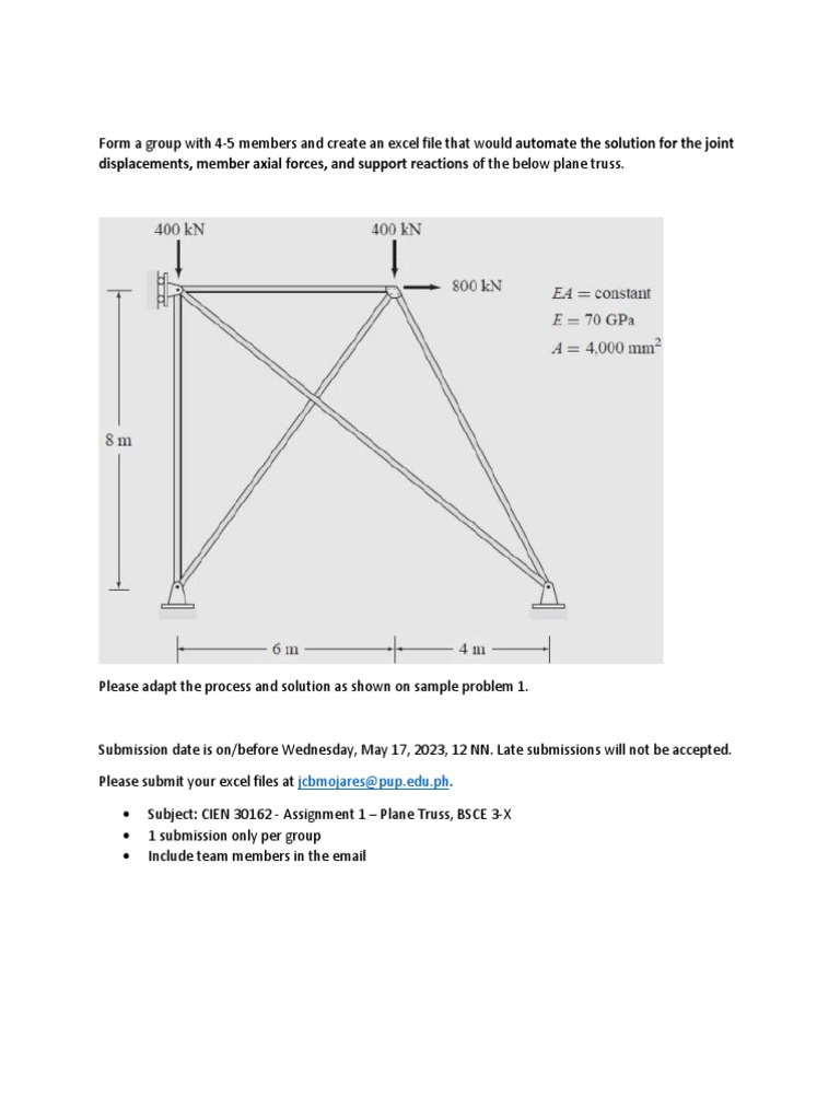 Assignment 1 Plane Truss | PDF
