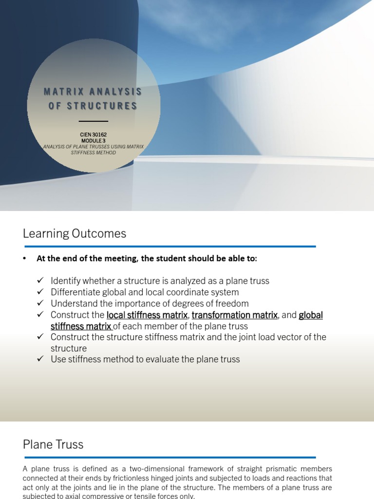 03 - Analysis of Plane Trusses Using Matrix Stiffness Method | PDF | Science & Mathematics