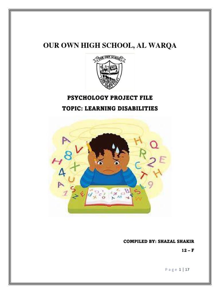 Psychology Project File | PDF | Learning Disability | Dyslexia