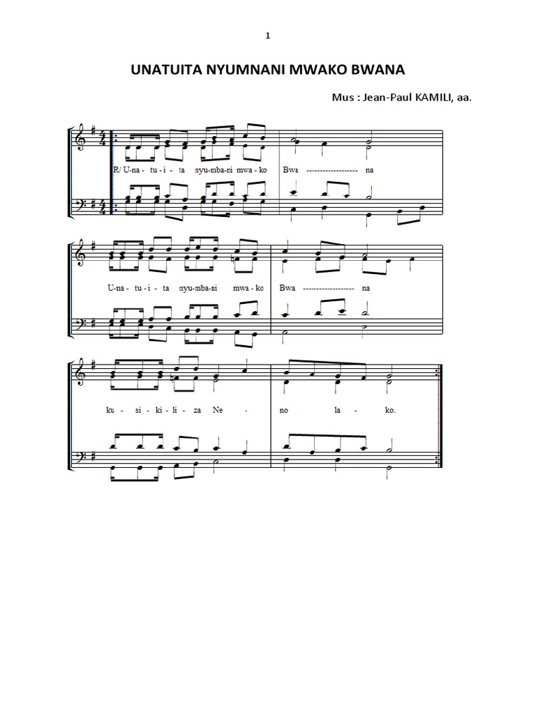 Unatuita Nyumnani Mwako Bwana | PDF