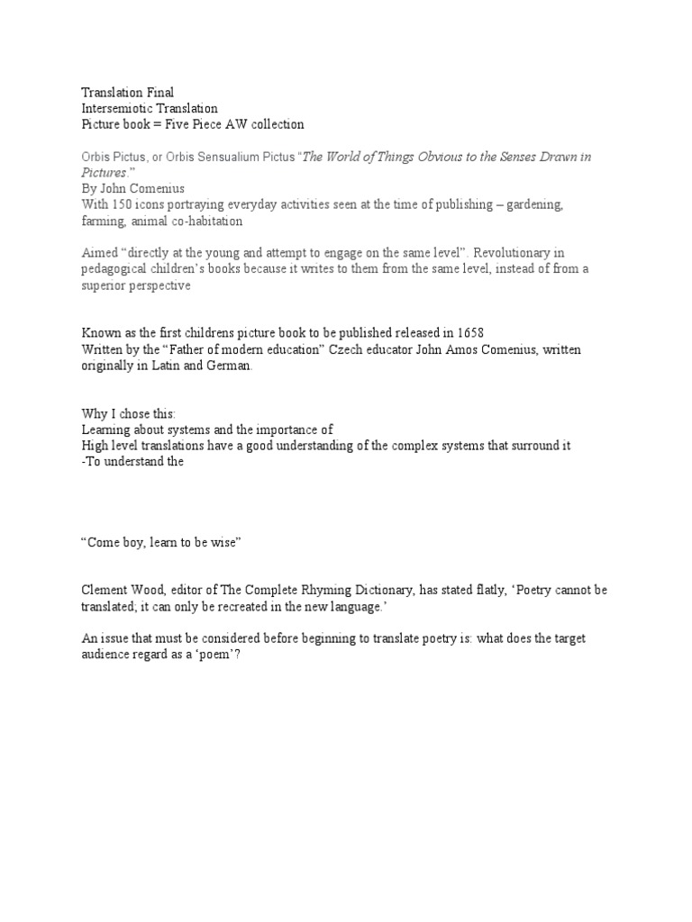 Translation Final | PDF | Art | General Fiction