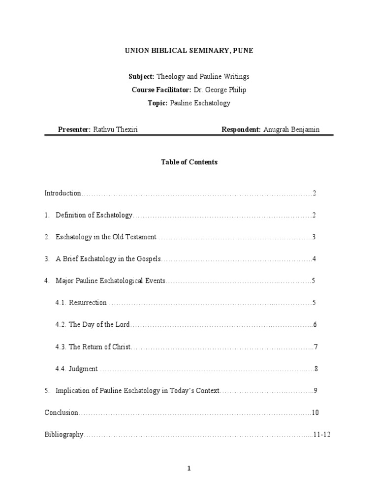 Pauline Eschatology | PDF | Paul The Apostle | Second Coming