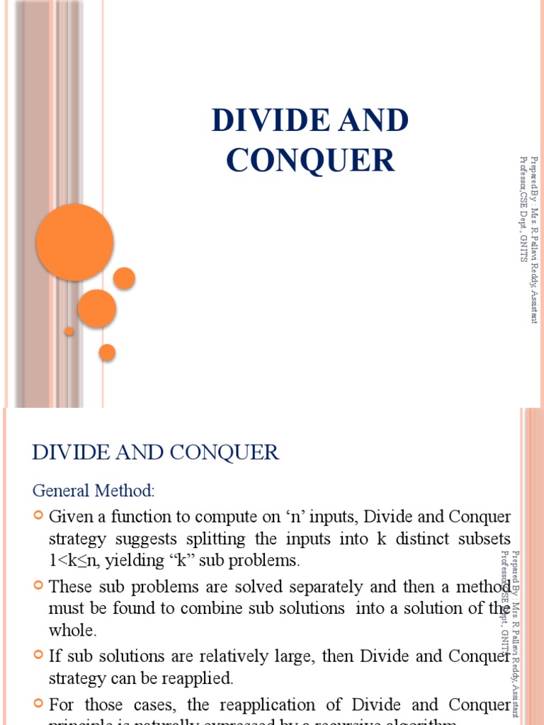 Divide and Conquer | PDF | Algorithms | Algorithms And Data Structures Divide and Conquer | PDF | Algorithms | Algorithms And Data Structures
