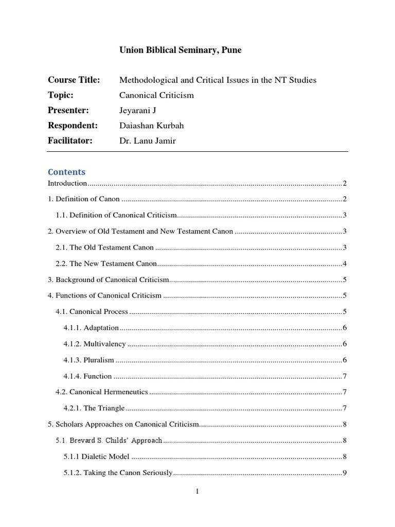 Canonical Criticism | PDF