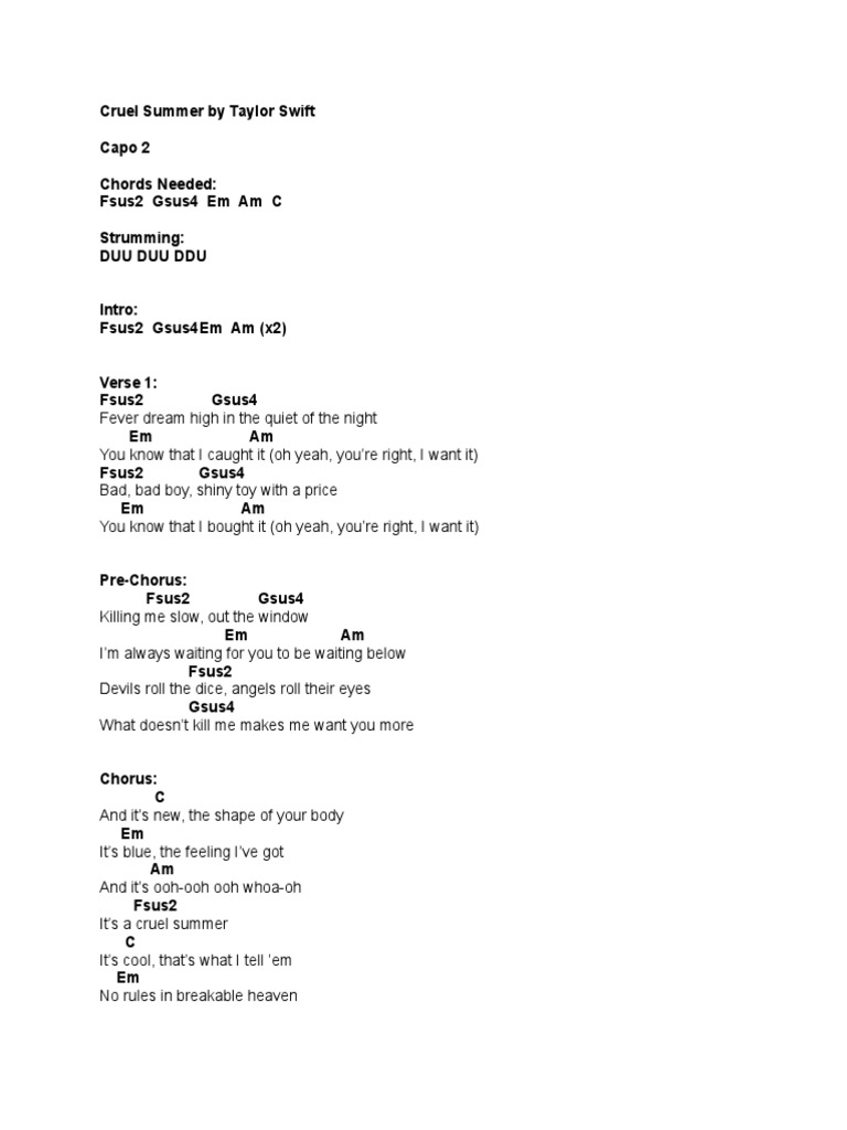 cruel-summer-tab-pdf-song-structure-songs